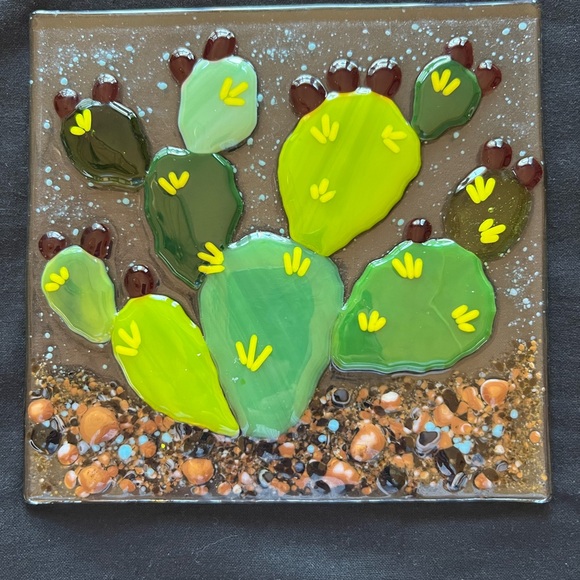 Art | Fused Glass Cactus Tile | Poshmark